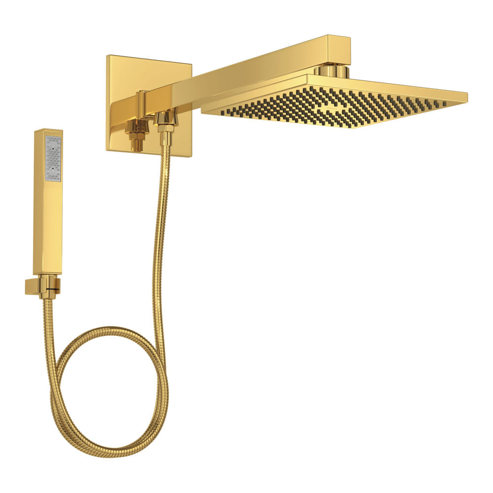 Chuveiro de Parede com Desviador e Ducha Manual Quadrado Gold - DECA ...