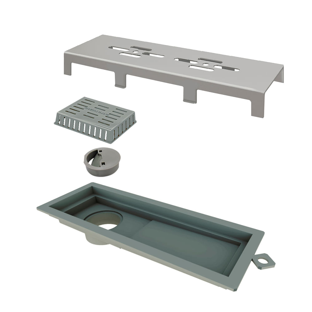 Ralo Linear PVC Vazado Elleve Tiny 25cm Inox Escovado - RALO LINEAR ...