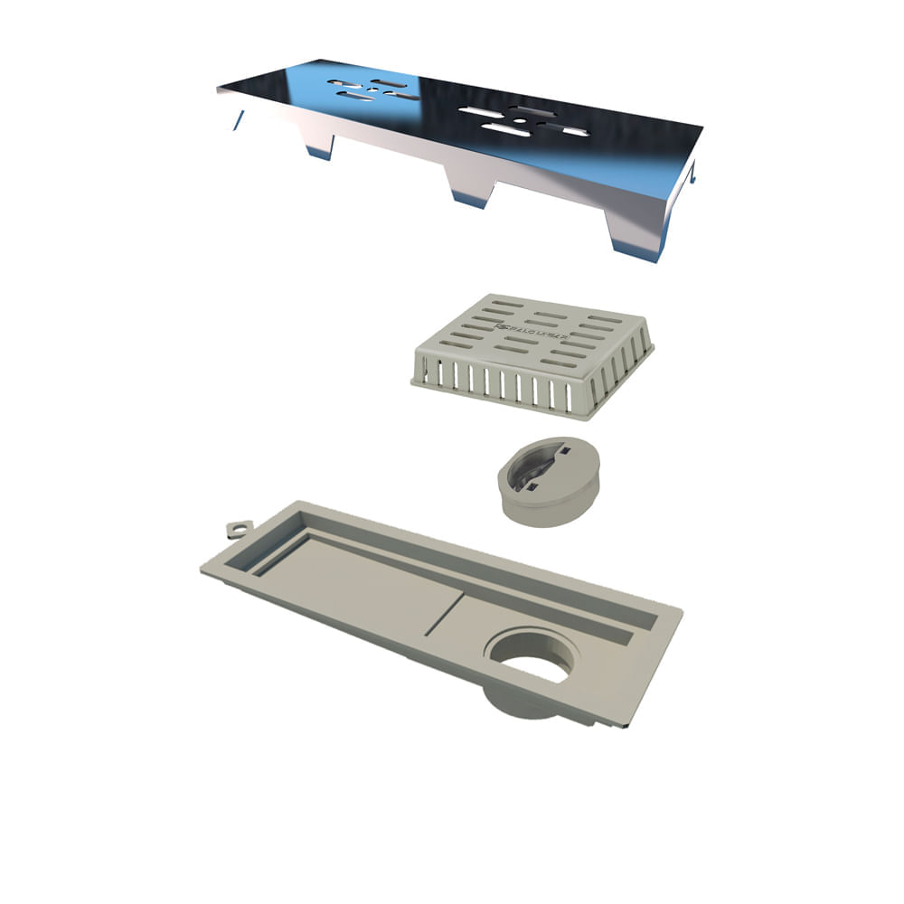 Ralo Linear PVC Vazado Novii 25cm Cromado - RALO LINEAR - Horus Acabamentos